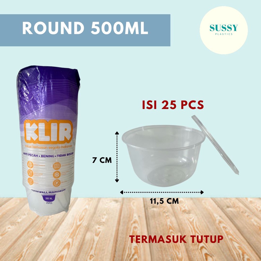 Jual THINWALL BULAT MANGKOK + TUTUP KLIR 200ml 300ml 400ml 450ml 500ml isi 25 pcs | Shopee Indonesia
