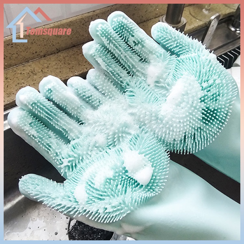 Jual Sarung Tangan Cuci Piring Magic Silicone Cleaning Gloves Anti ...