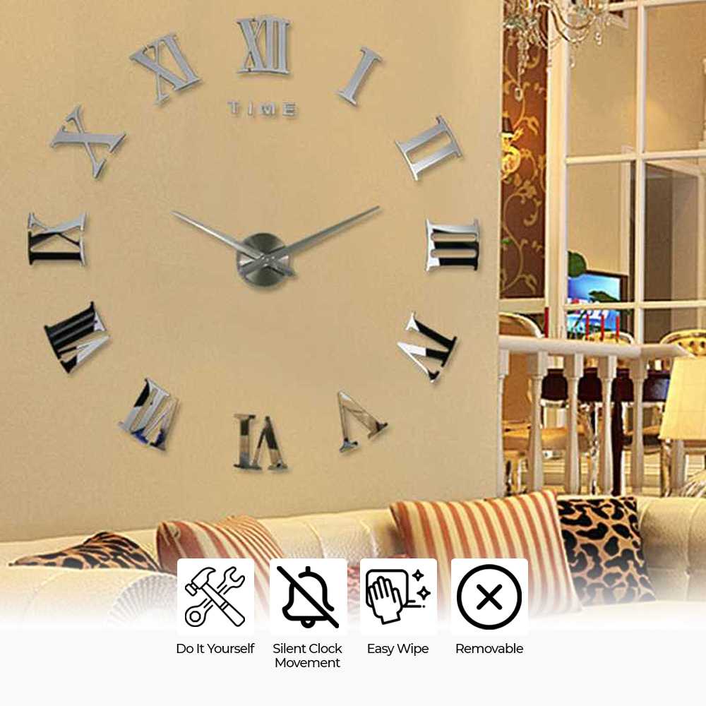 Jual Jam Dinding Besar DIY Giant Wall Clock Angka Romawi 90-100cm ...
