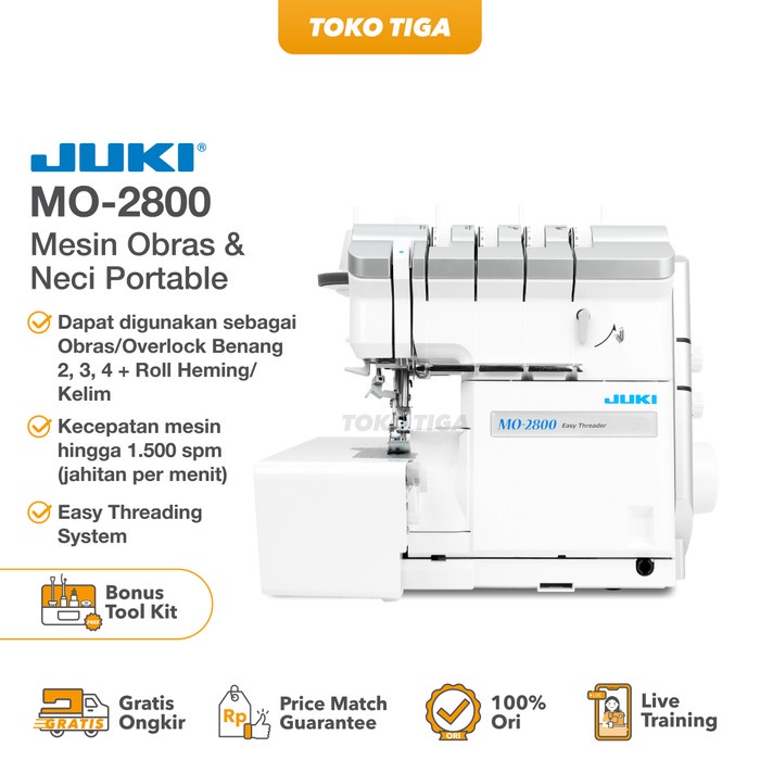 Jual Mesin Obras & Neci Portable JUKI MO-2800 Easy Threader Overlock System | Shopee Indonesia
