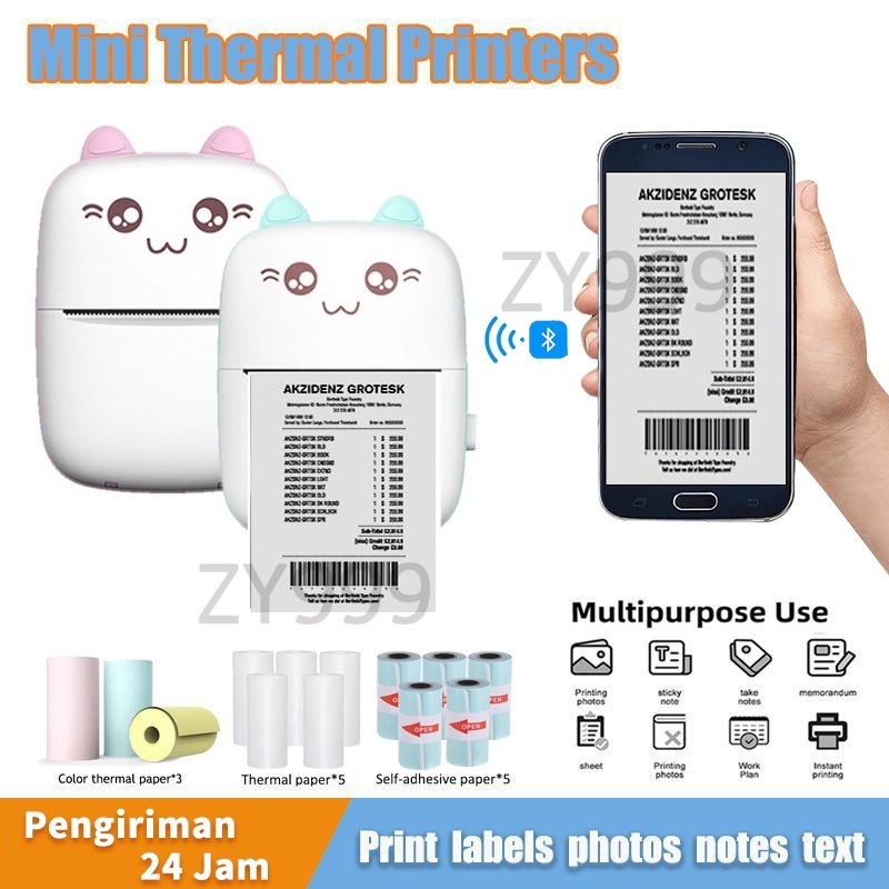 Jual Alat Printer Thermal Mini Portable Label Memo Receipt Printer ...