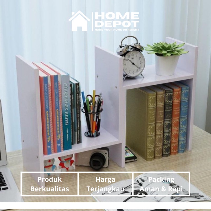 Jual Rak Buku Minimalis Kayu Estetik Serbaguna Unik Rakit Meja Portable ...