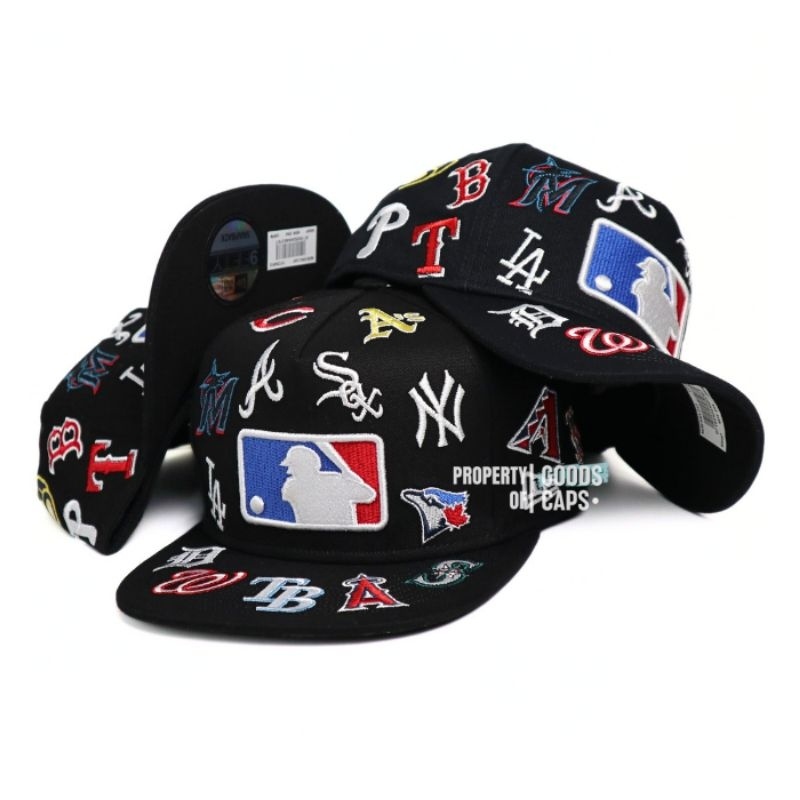 Jual Topi Baseball MLB Multi Team Logo All Over Full Tag Premium Topi ...