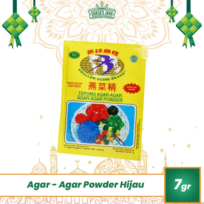 Jual Swallow Globe Agar Agar Rumput Laut Warna Hijau 7 Gram | Shopee ...