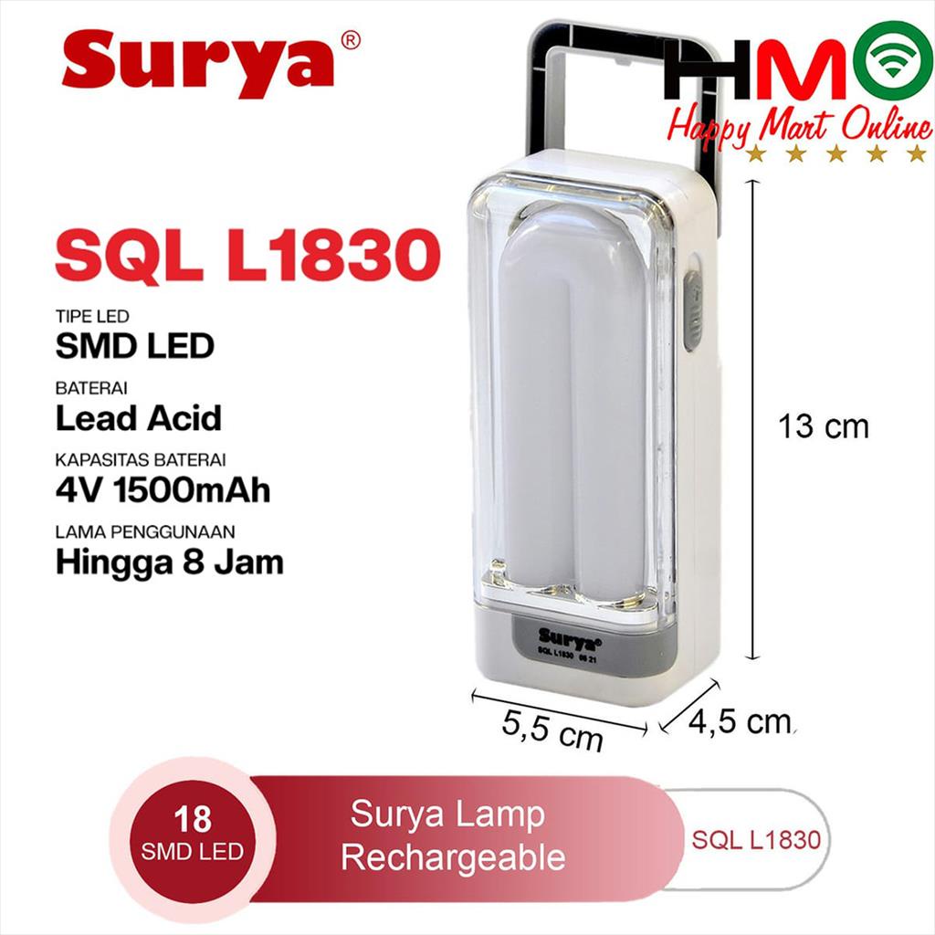 Jual Surya Lampu Emergency SQL L1830 18 SMD LED Rechargeable Lampu ...