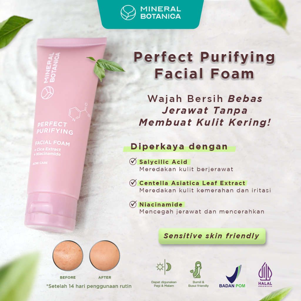 Jual Mineral Botanica Perfect Purifying Facial Foam 100g Untuk Kulit Berjerawat Berminyak ...