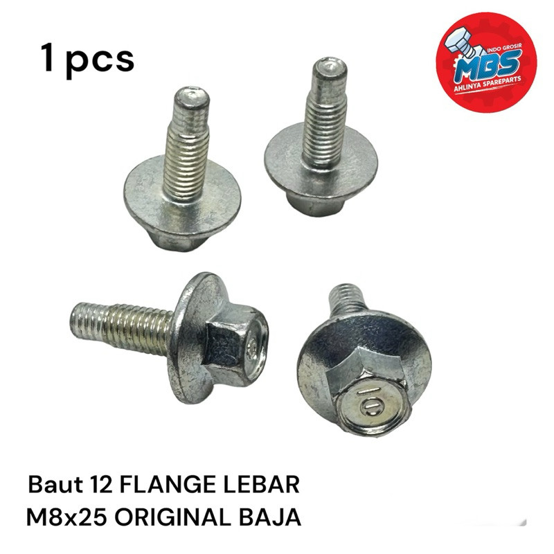 Jual BOLT FLANGE M8 BAUT TOPI RING LEBAR M8x25 ORIGINAL BAUD 12 FLANGE KALUPER CAKRAM JOK DLL ...