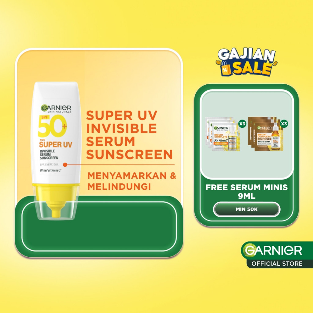 Jual Garnier Super UV Invisible Serum Sunscreen SPF 50+ PA++++ Vitamin ...