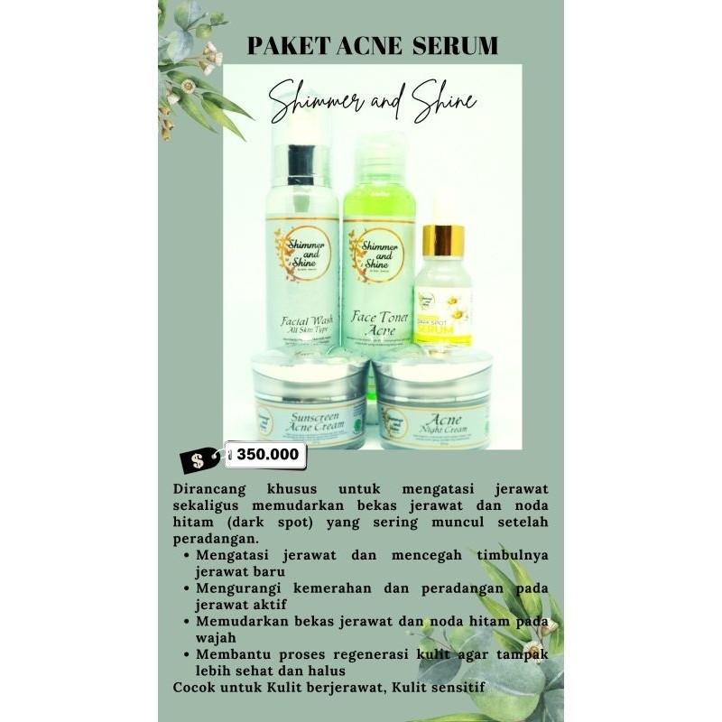 Jual PAKET ACNE SERUM BY SHIMMER AND SHINE (FREE POUCH CANTIK) | Shopee ...