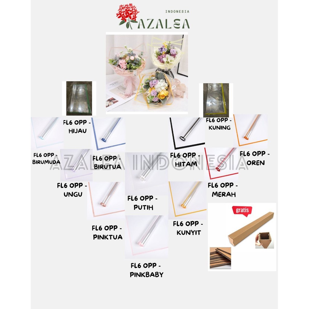 Jual AZALEA - FL6 OPP 5Lembar-Kertas Bunga Buket Transparan List WARNA ...