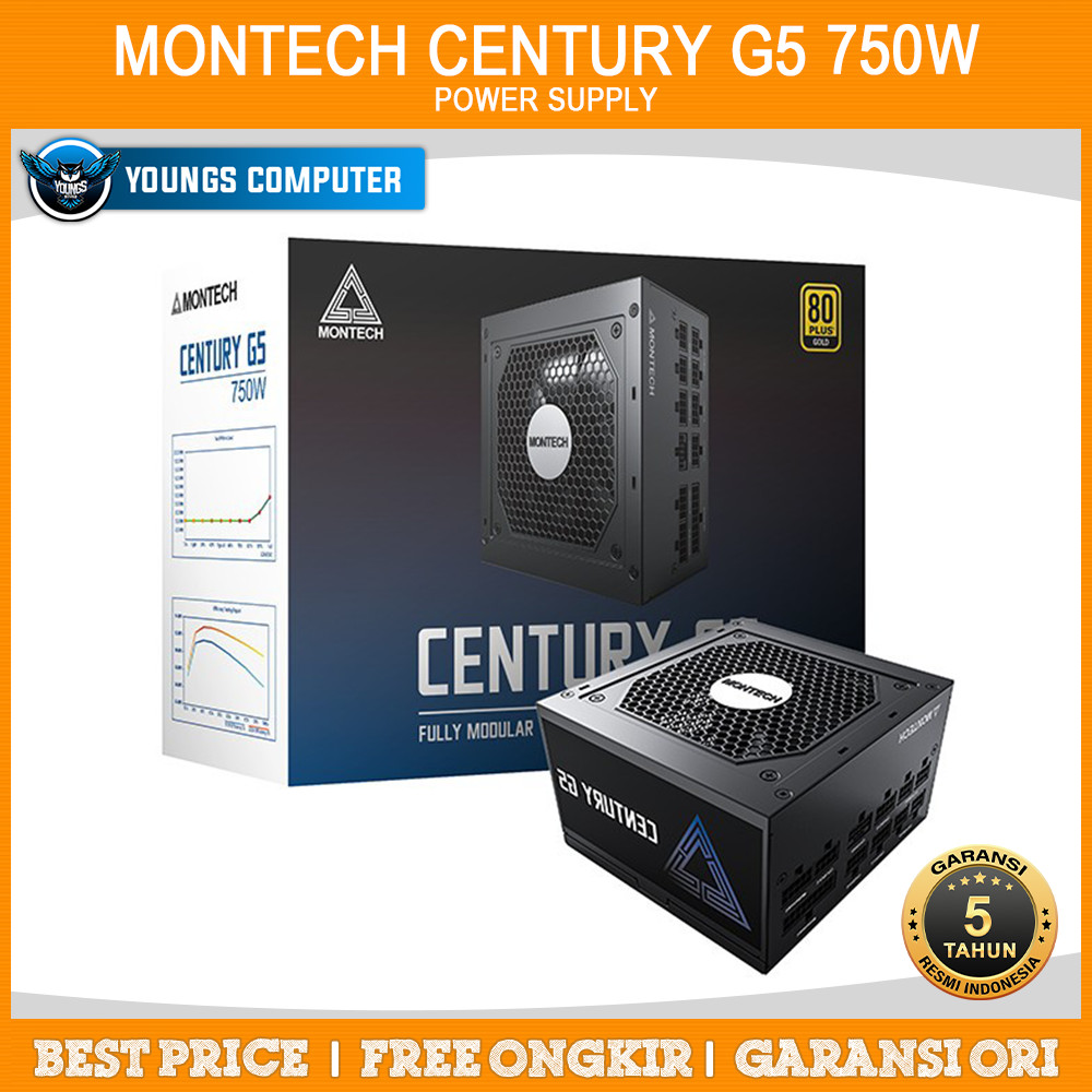 Jual PSU MONTECH CENTURY G5 750W 80+ Gold ATX 3.0 PCIE Gen 5.0 Full ...