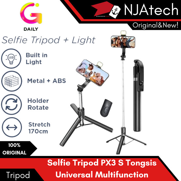 Jual Tripod PX-3s tinggi 170cm Wireless Selfie Stick HP lengkap dengan ...