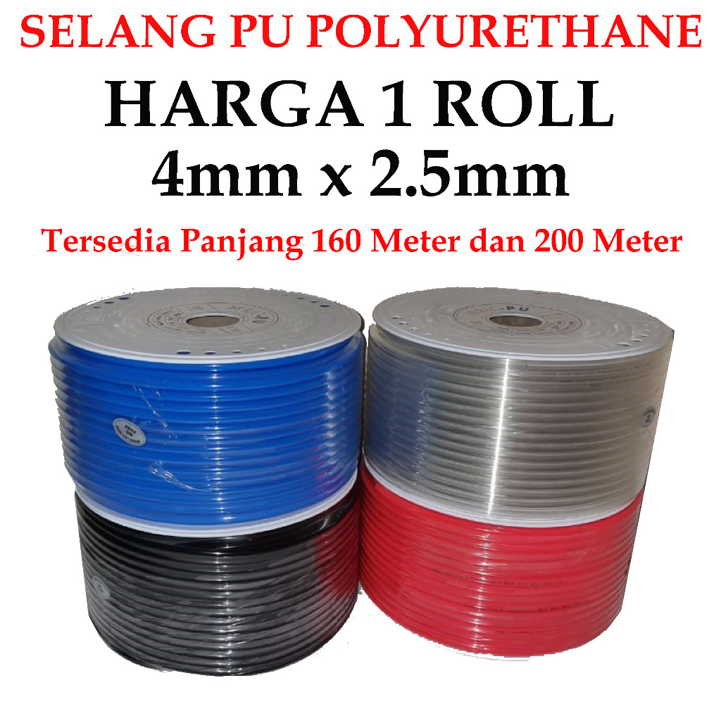 Jual Selang Angin pu 4mm selang pneumatic 4x2.5mm ( POLYURHETANE ...