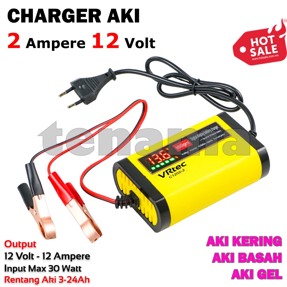 Jual Charger Aki 12V 2A LCD Display Motor Mobil Portable C1202-2 ...