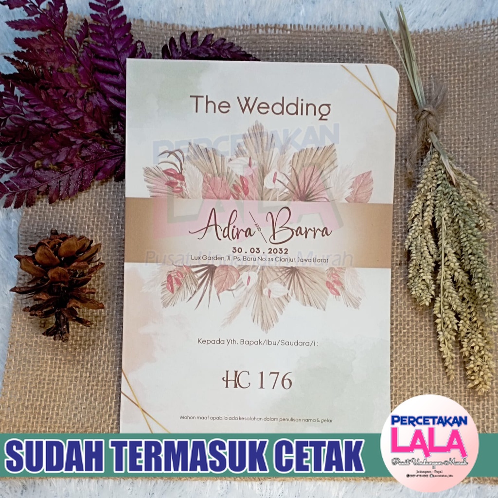 Jual Undangan Pernikahan Aesthetic Rustic Seri HC 176 Sudah Cetak Harga Murah | Shopee Indonesia