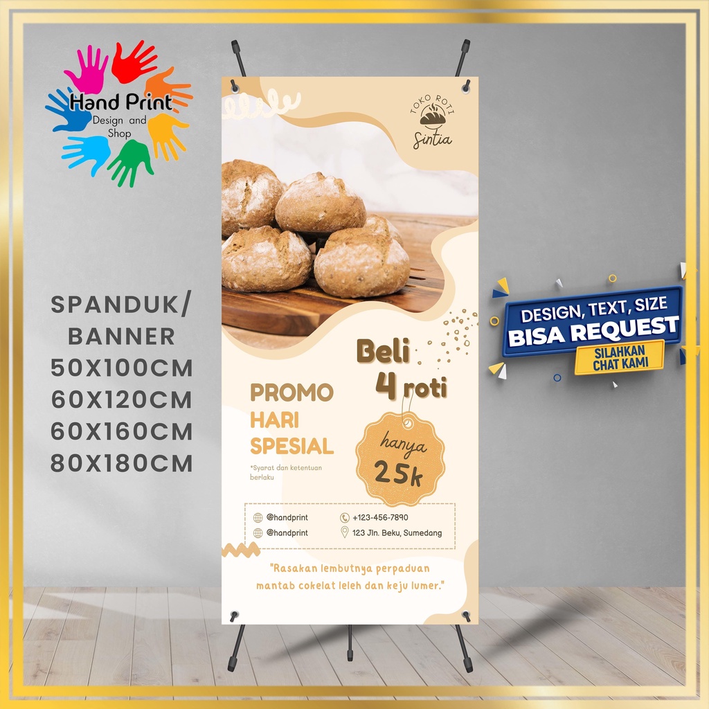 Jual SPANDUK / BANNER Kedai Roti Aneka Makanan 60x160 CM Cocok Luar ...