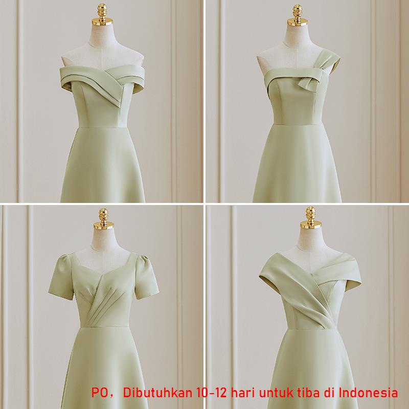 Jual Satin bridesmaid dress summer sisters group dress dress small ...