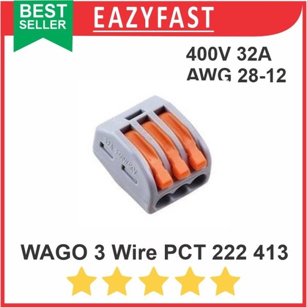 Jual Terminal Block Clamp Wago Konektor 3p 3 Way Wire Kabel PCT 222 413 | Shopee Indonesia