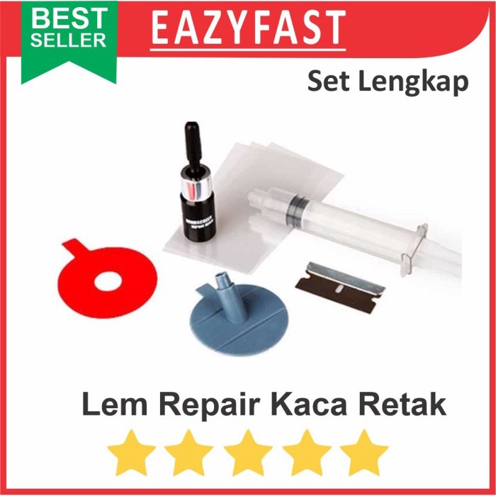 Jual Set Kit Lem Reparasi Kaca Mobil Retak Dempul Glass Crack Repair ...