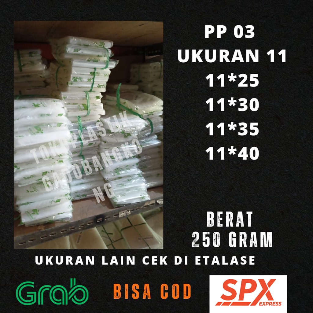 Jual Plastik PP/ plastik PP Lebar 11 Tebal 03 ukuran 11x25 , 11x30 ...