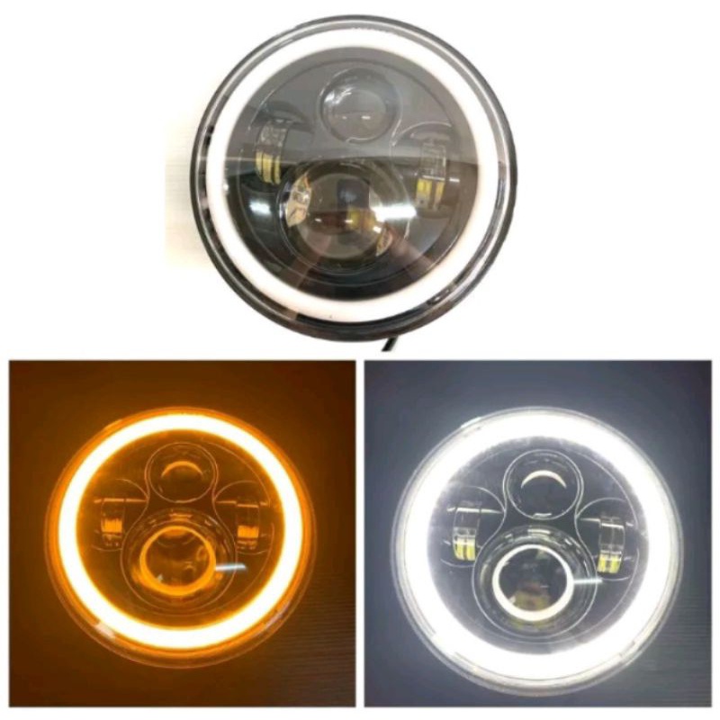 Jual Lampu Daymaker Led 4 Mata 7 Inch High Low Full Ring 2 Warna ...