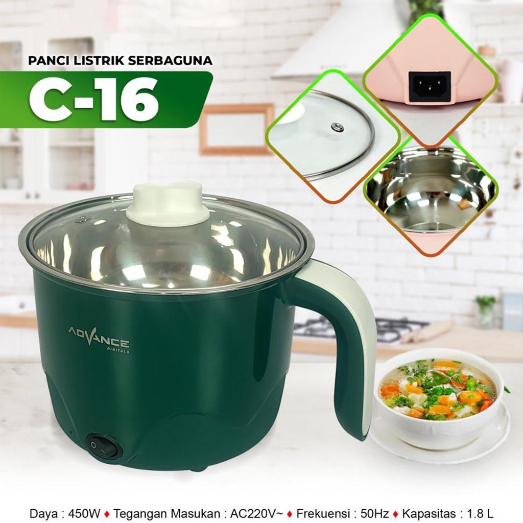Jual Panci Listrik Serbaguna 1.5 Liter Advance C-16 Portable Electric ...