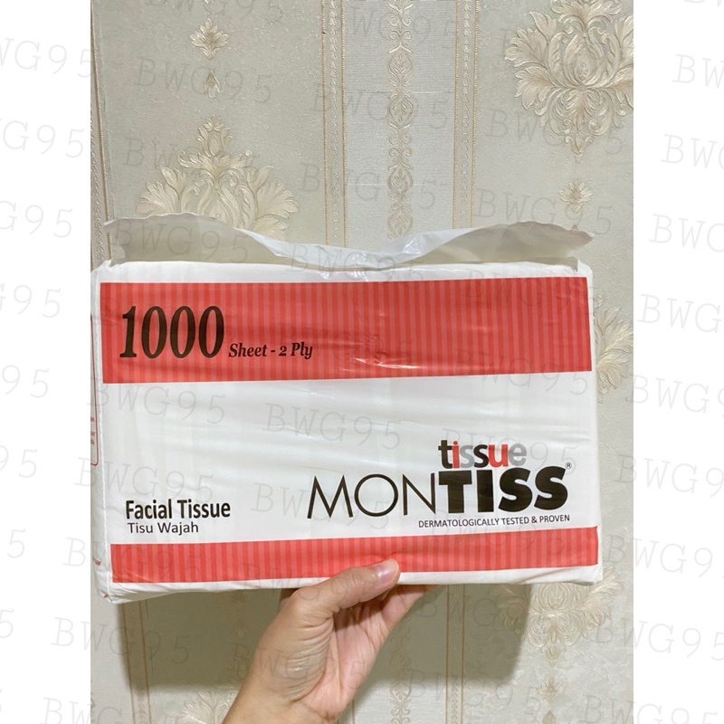 Jual Tissue Tisu Tissu Tisue Montiss 1000 Sheets 2 Ply Tissue Wajah ...