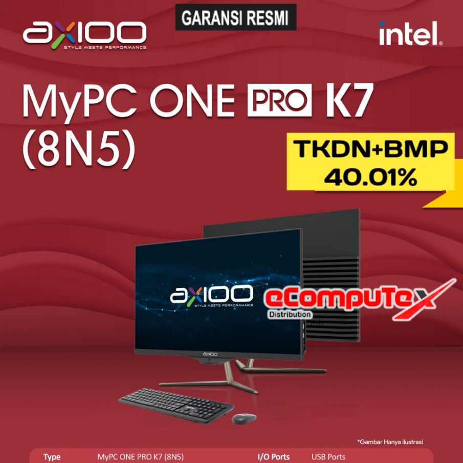 Jual PC AIO AXIOO MYPC ONE PRO K7 (8N5-5) i7 8GB RAM 512GB NVME 21.5"FHD TKDN - GARANSI RESMI ...