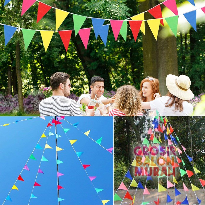 Jual Bendera segitiga warna-warni / Bunting flag / Bendera segitiga ...