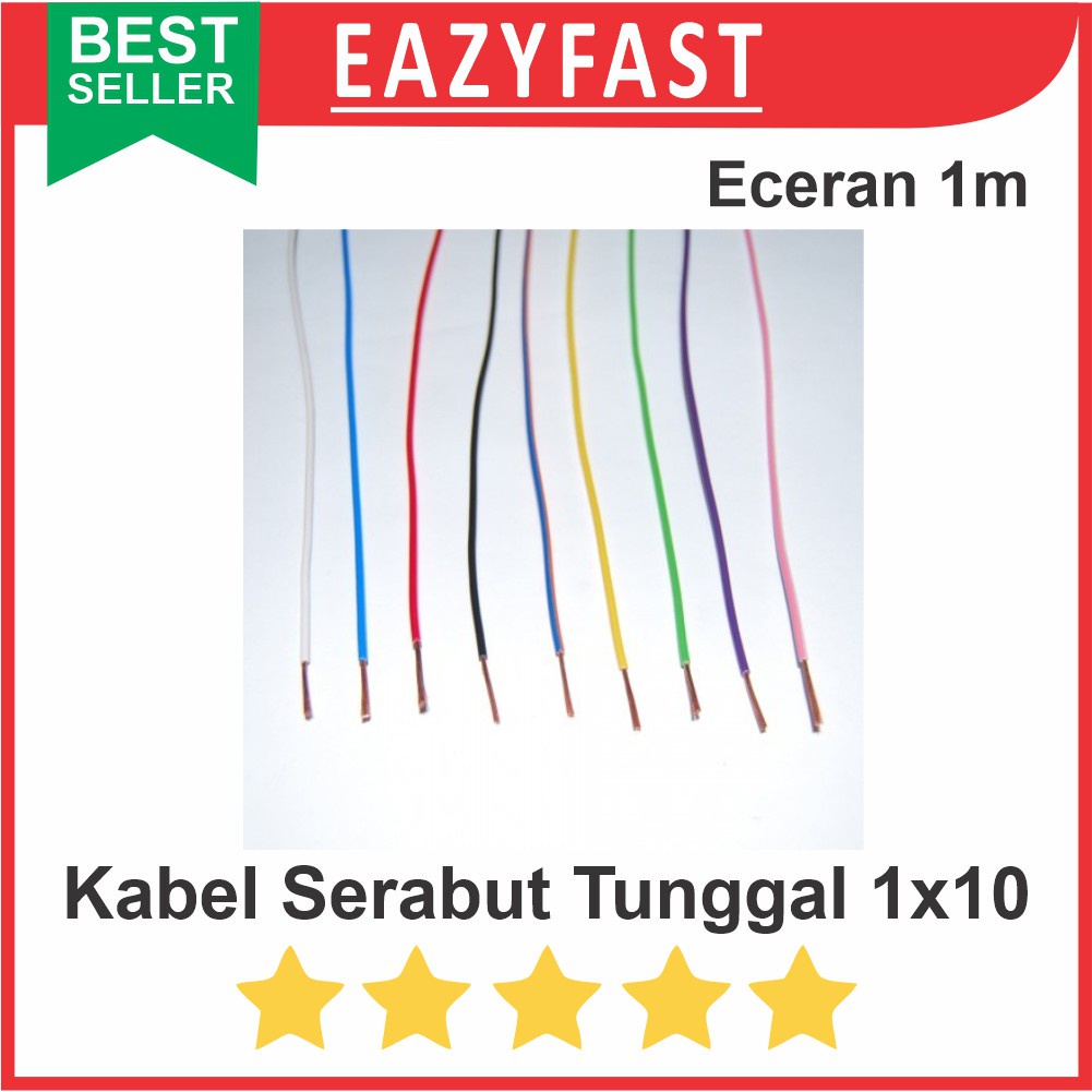 Jual Kabel Listrik Serabut Warna 1x10 Isi 1 Serat Single Ecer Meter ...