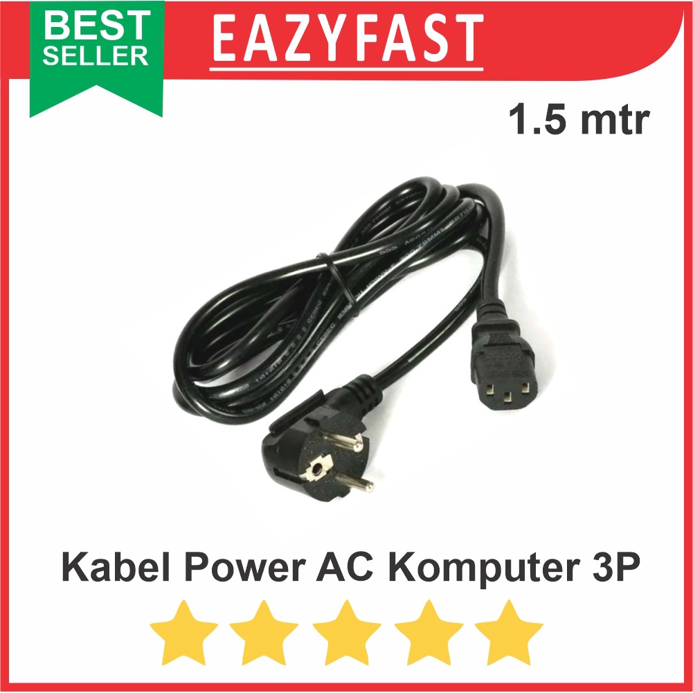Jual Kabel Power AC 1.5m Listrik PLN PSU Komputer PC CPU 3 Lubang Pin Cord | Shopee Indonesia