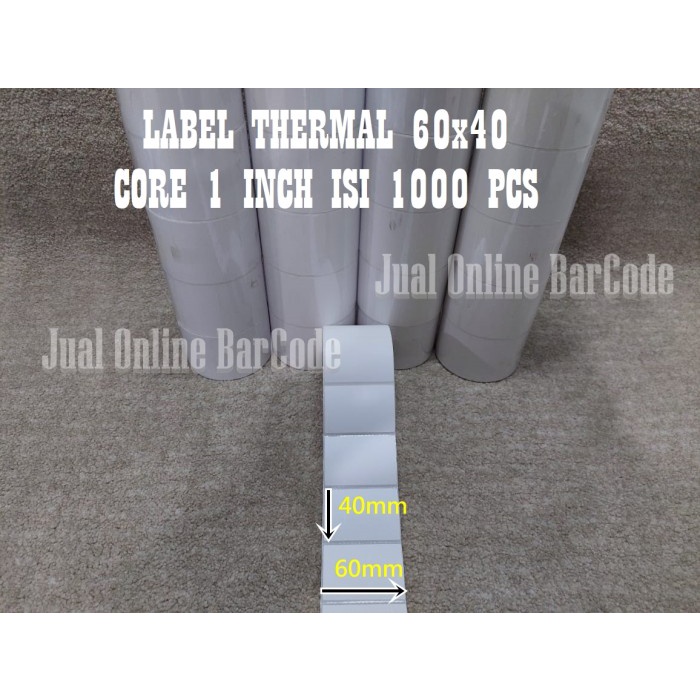 Jual STIKER LABEL BARE ZEBRA uk 60x40 6x4 cm isi 1000 pcs core 1 inch ...