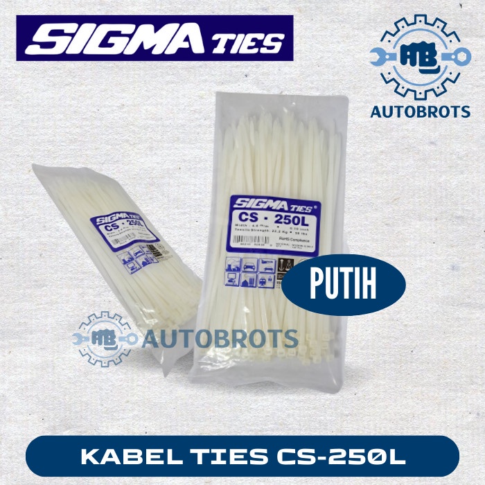 Jual SIGMA Kabel Ties CS 250 L / Tali Kabel 250mm 25cm - PUTIH isi ...