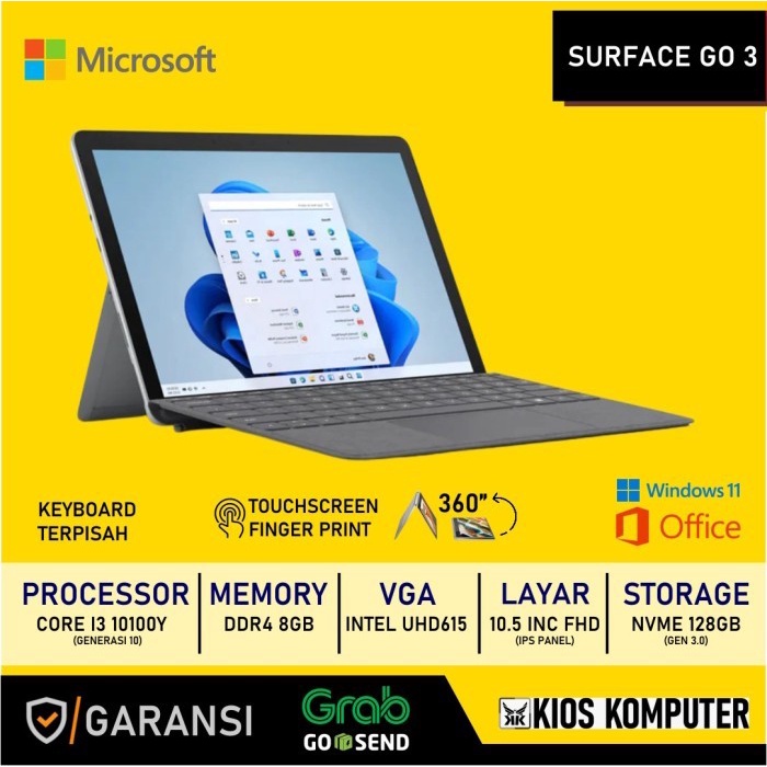 Jual MICROSOFT SURFACE GO 3 CORE I3 8GB RAM 128GB NVME INTEL UHD 615 HD ...