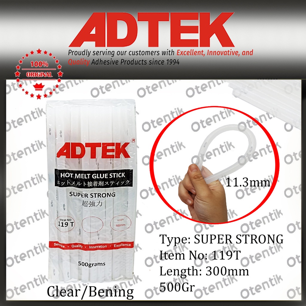 Jual ADTEK - GLU STIK BESAR BENING - ISI REFILL LEM TEMBAK BAKAR 11.3MM X 30CM PUTIH - GLUE ...