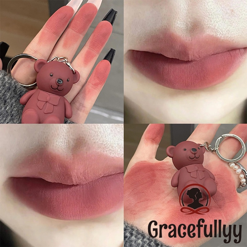 Jual [COD]ART VALUE Gantungan Kunci Lipstik Matte Velvet Portabel Gantungan Kunci Beruang Lucu ...