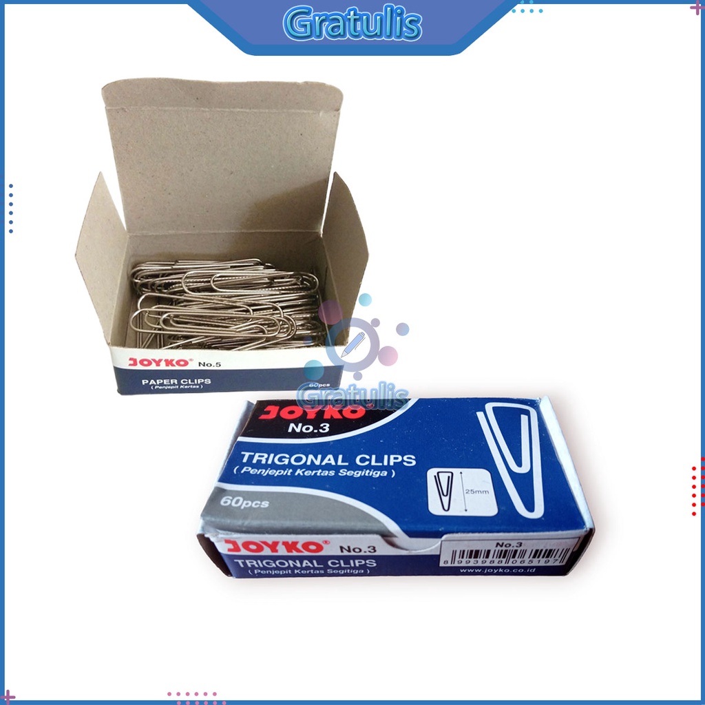 Jual PAPER CLIPS JOYKO / PENJEPIT KERTAS BESAR NO. 5 / TRIAGONAL CLIP ...