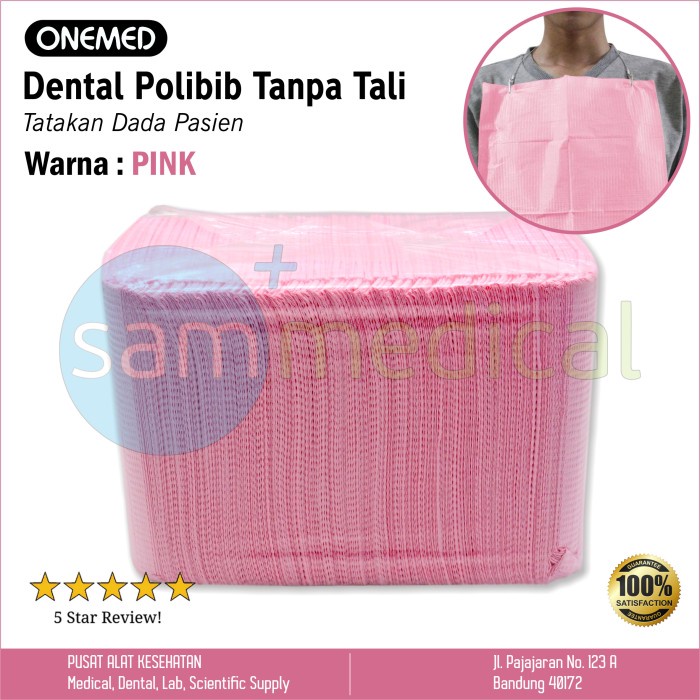 Jual OneMed Dental Polibib Tanpa Tali / Tatakan dada Pasien Pink ...