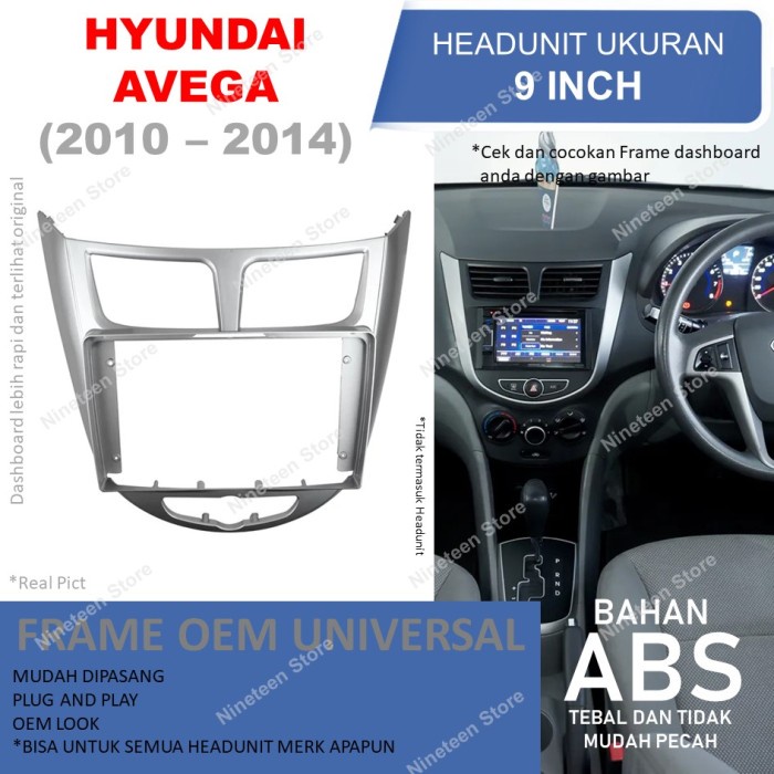 Jual Frame Hyundai Accent Avega Untuk Headunit Head unit Android 9 Inch ...