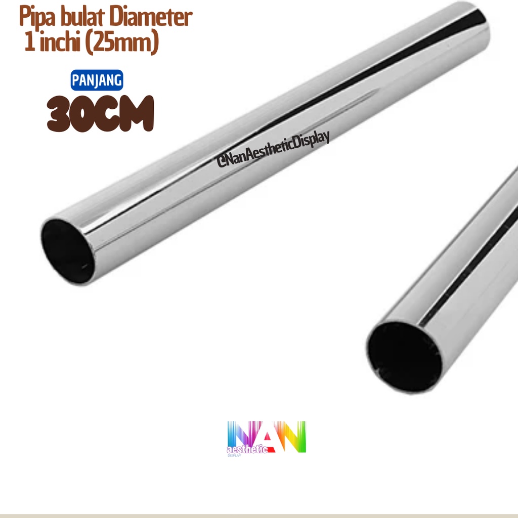 Jual Pipa bulat panjang 30cm pipa besi chrome 1 inchi diameter 1" crome ...