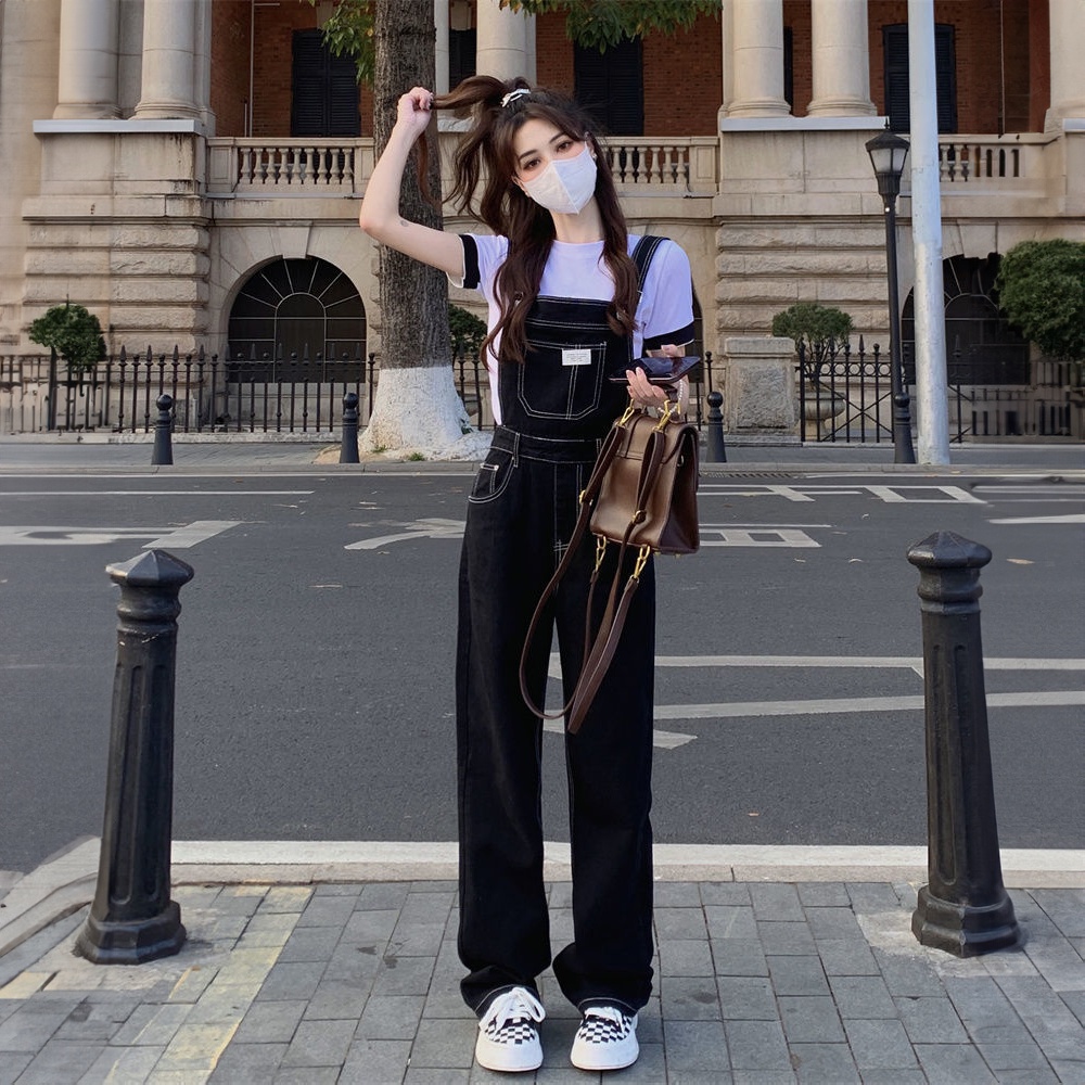 Jual Overall Hitam Remaja Wanita Gaya Korea. 017 | Shopee Indonesia