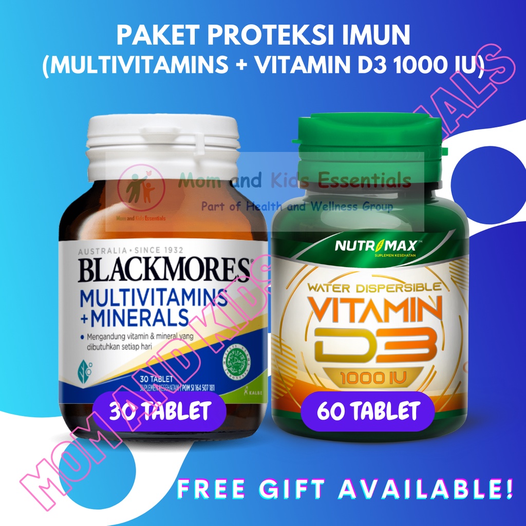 Jual PAKET BLACKMORES NUTRIMAX IMUN MULTIVITAMINS MINERALS 30 TABLET DAN VITAMIN D3 1000 IU 60 ...