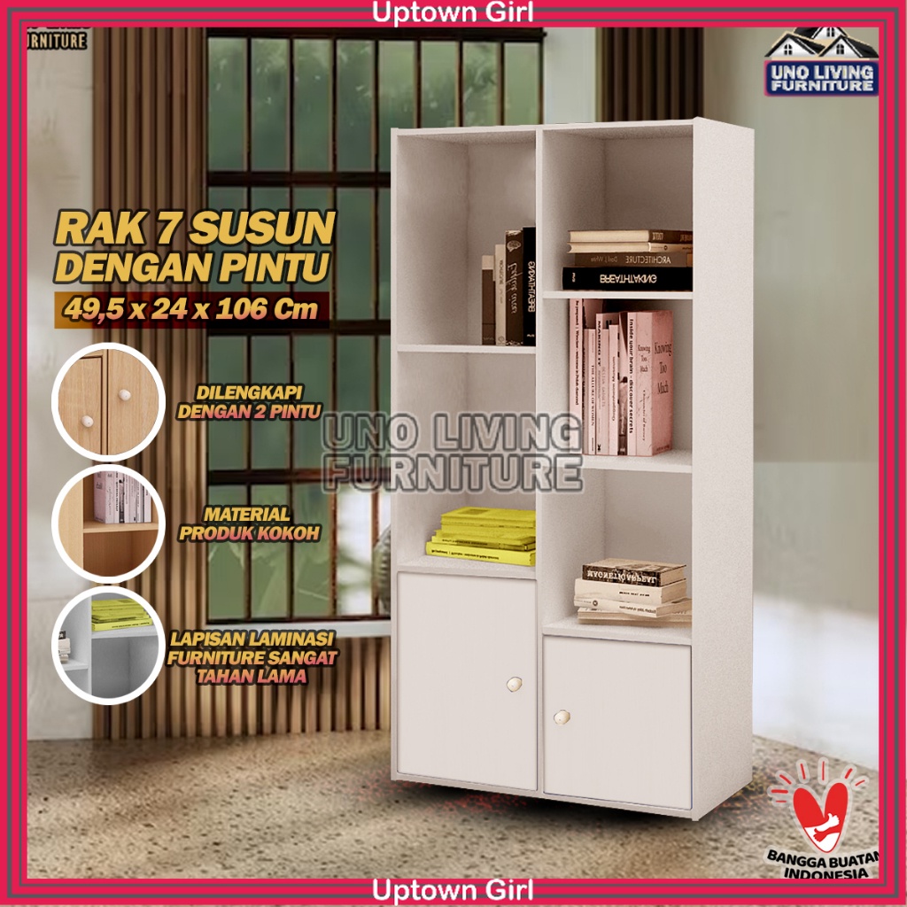 Jual PROMO AESTHETIC RAPI TERBARU PREMIUM !! RAK BUKU 7 SUSUN SERBAGUNA ...