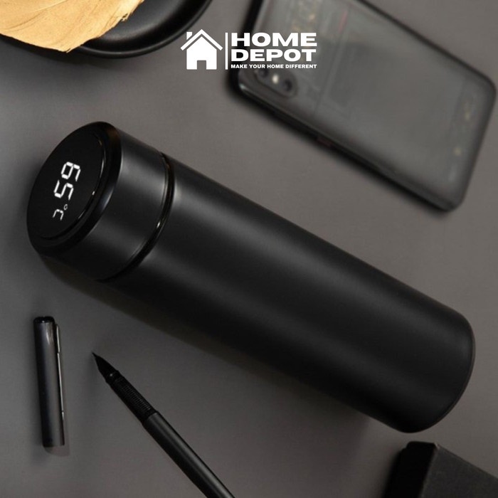Jual Botol Minum Stainless Bpa Free Food Grade Hitam Polos LED Suhu ...