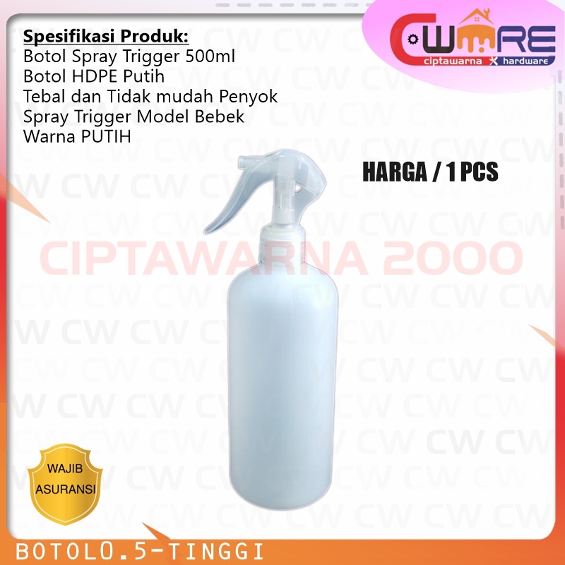 Jual Botol Spray Kosong Trigger Adjustable Tutup Putih Botol semprot ukuran 500ml - CwTc ...