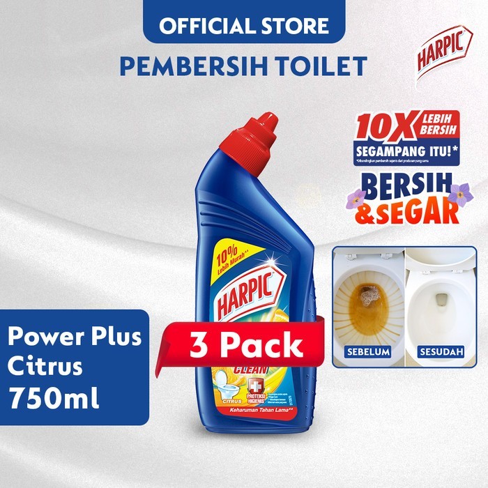 Jual Harpic Power Plus 10X Max Clean Citrus 750ml x3 - Pembersih Toilet | Shopee Indonesia