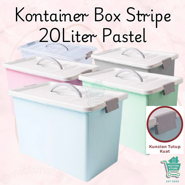 Jual MICTON Kontainer Box Stripe 20 Liter Pastel Premium Kotak ...
