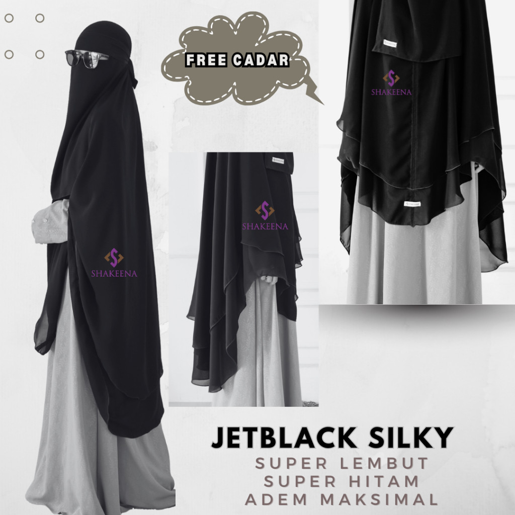 Jual Jilbab Hijab jumbo Jetblack sifon arab premium 2 Layer Dilara ...