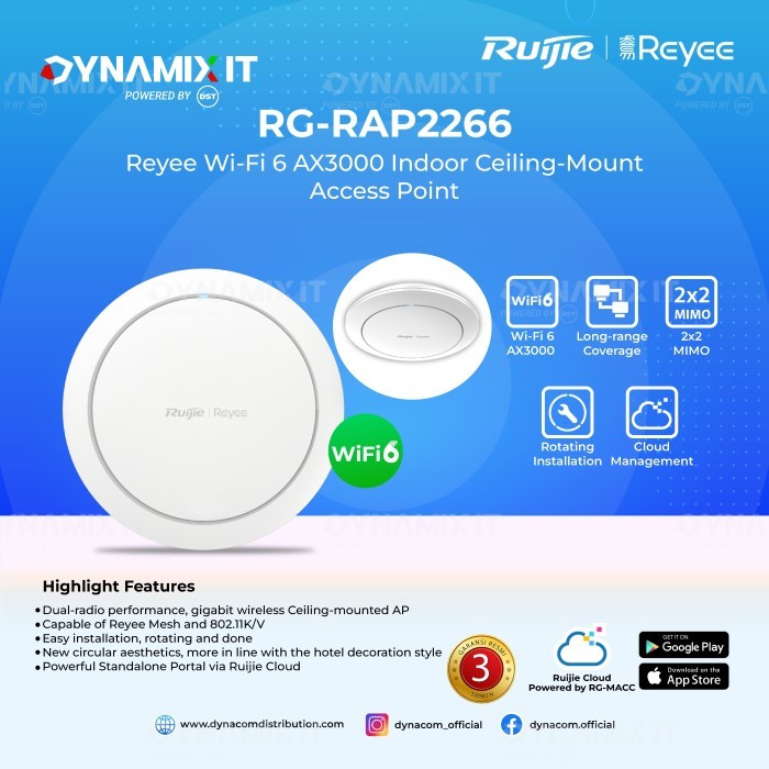 Jual RUIJIE REYEE RG-RAP2266 Wi-Fi 6 AX3000 Ceiling Mount Access Point ...