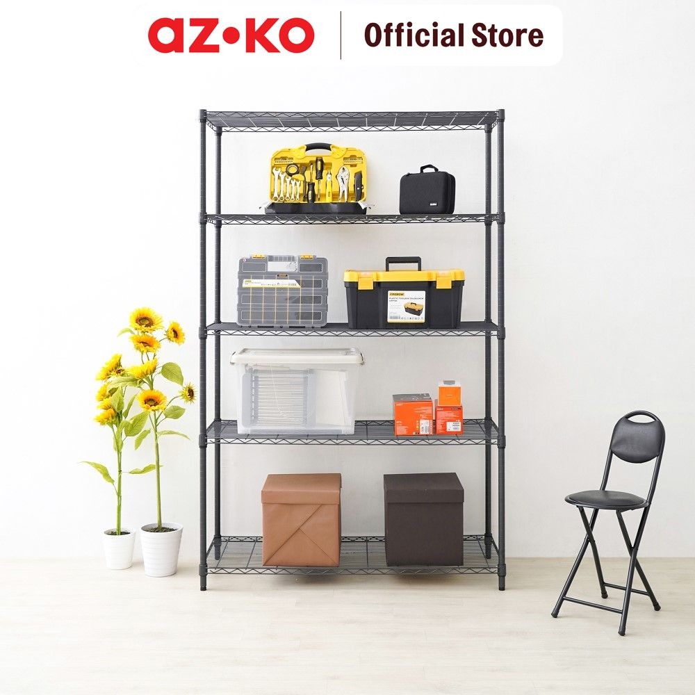 Jual AZKO Krisbow 121x45x190 cm Rak Kawat 5 Tingkat - Abu-Abu Charcoal ...